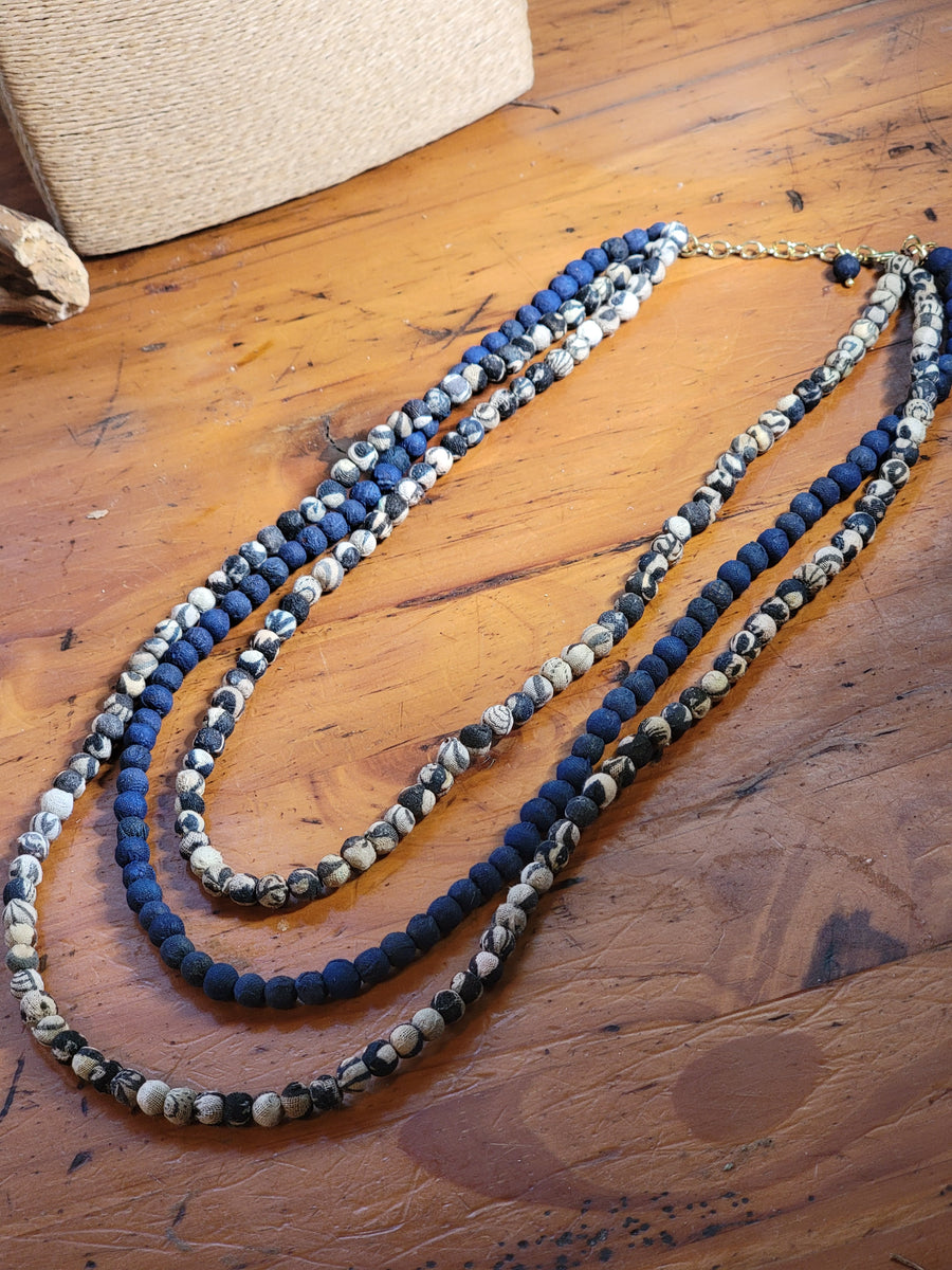 Kantha Indigo Layered Necklace – Aimeescloset.com
